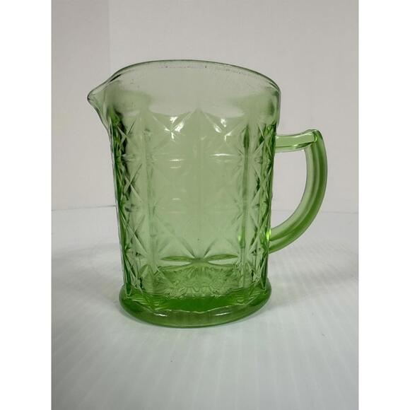 Other | Vintage Hazel Atlas Block X Pattern Green Depression Glass ...